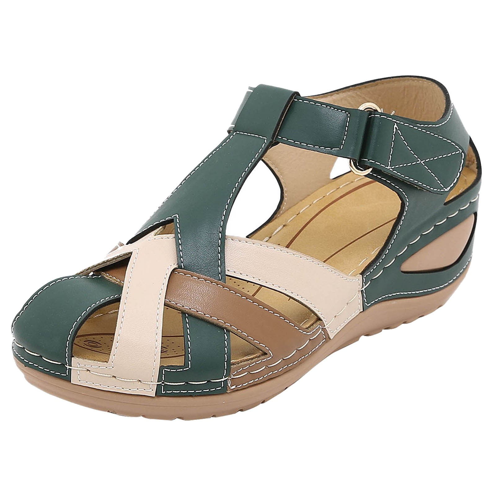 FhgihG Orthopedic Sandals For Women Closed Toe Platform Wedge Arch ...