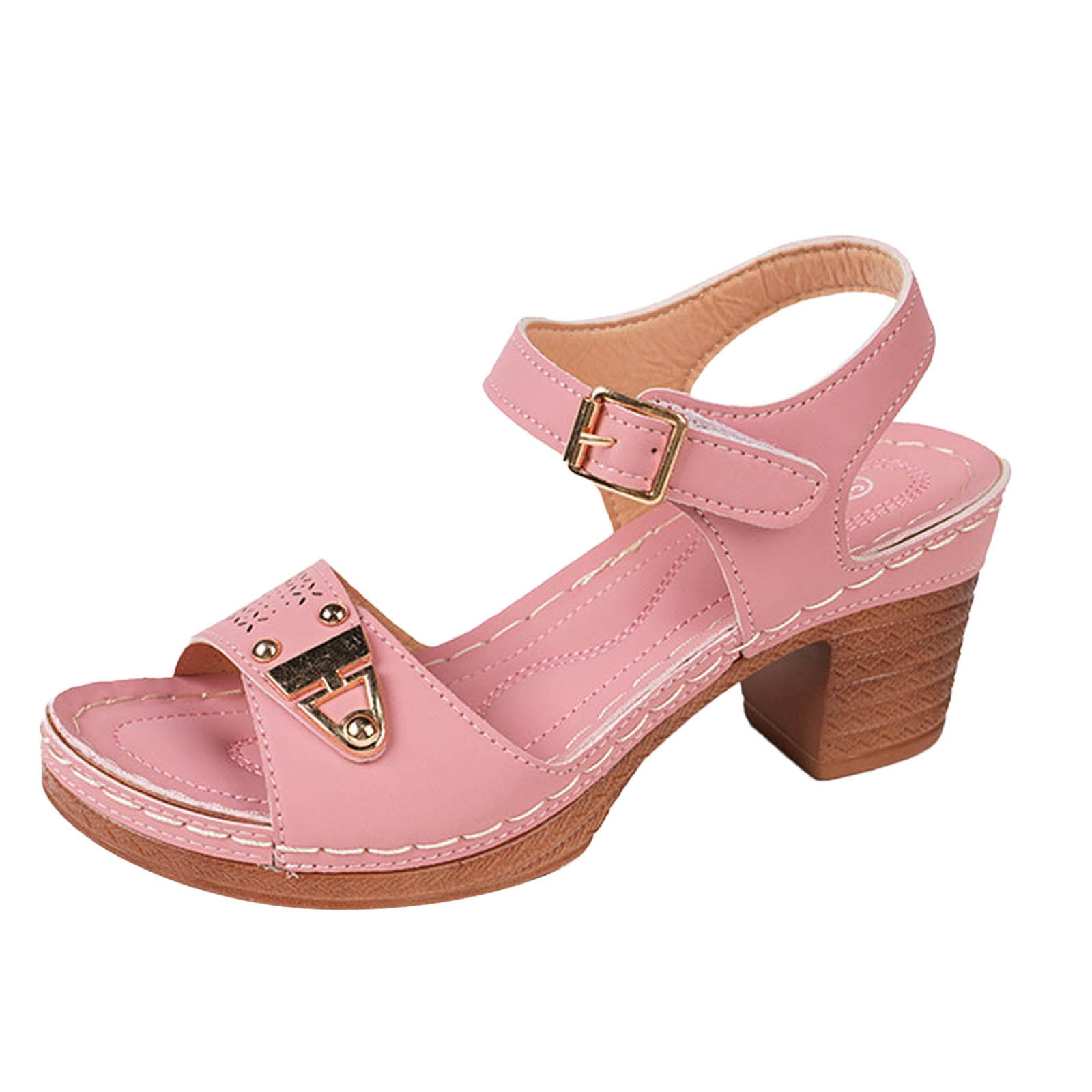 FhgihG Sandals Women High Heels Open Toe Cover Heel Suede Sandals Women ...