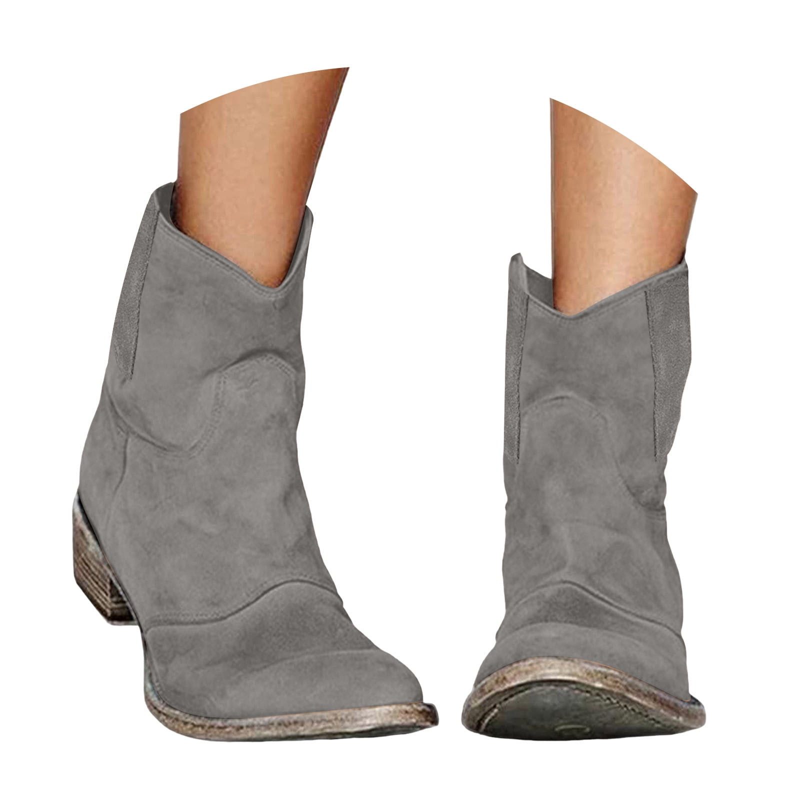 FhgihG Women's Low Heel Booties - Suede Mid Calf Autumn Boots with ...