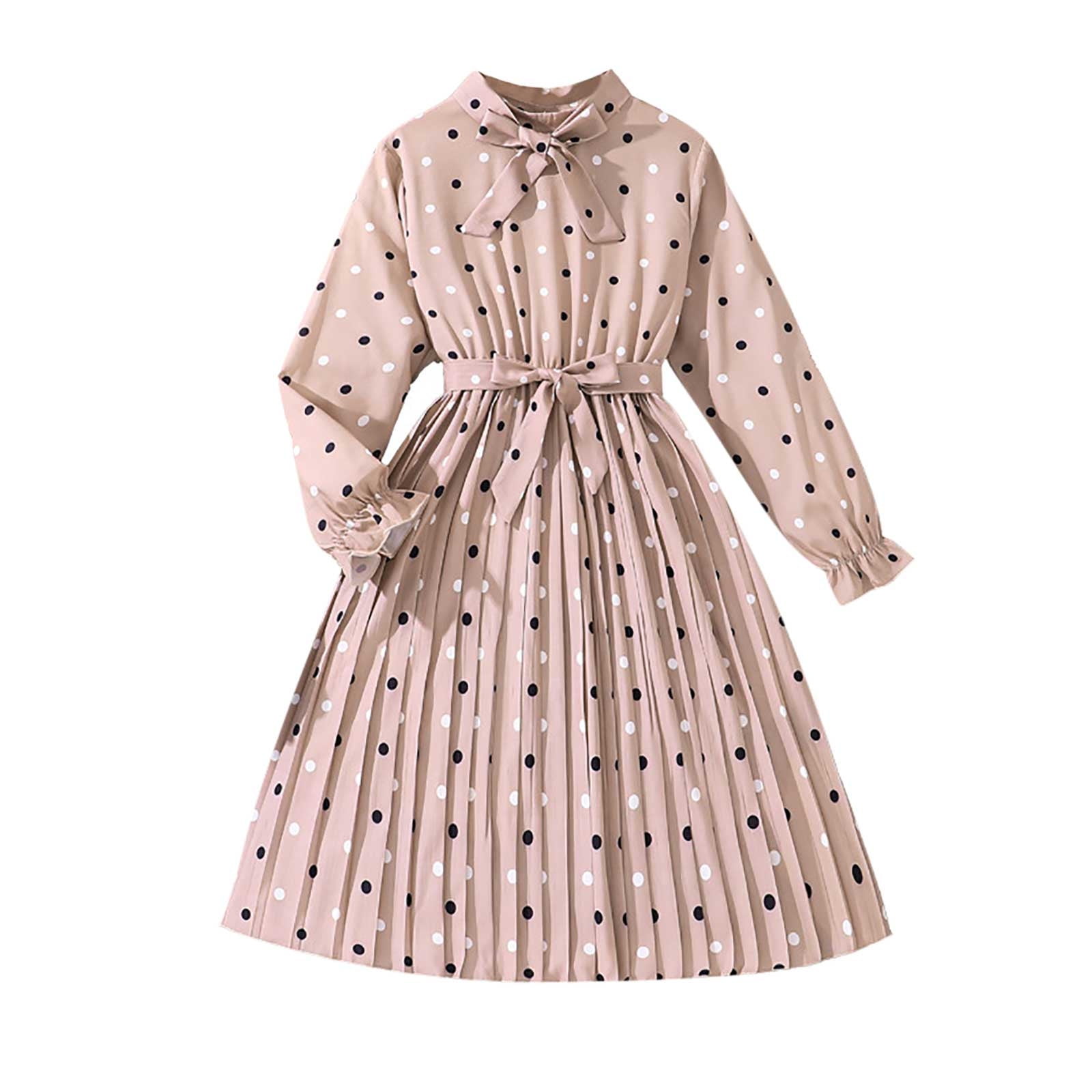 FhsagQ Girls Dresses Size 8 Fancy Kid Girls Autumn Dot Printing Long ...