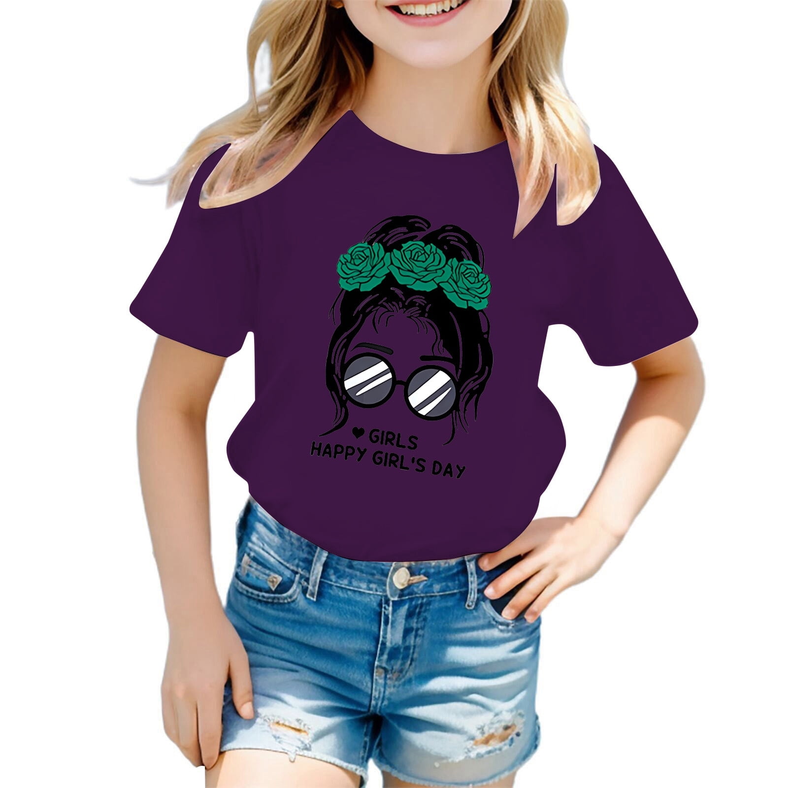 FhsagQ Girls T Shirts Size 10-12 Organic Cotton Kid Girls Cute Graphic ...