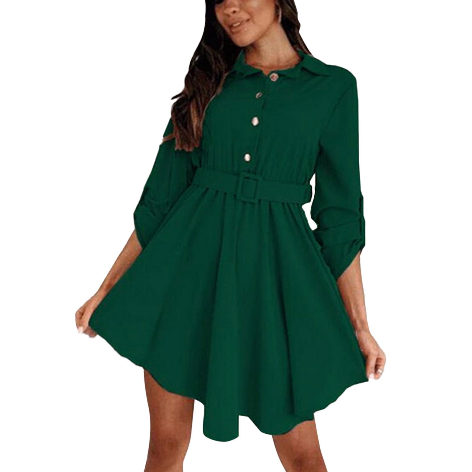 Fhsagq Summer Female Mesh Dress For Women Sexy Women Long Sleeves Shirt Dress Ladies Ol Work