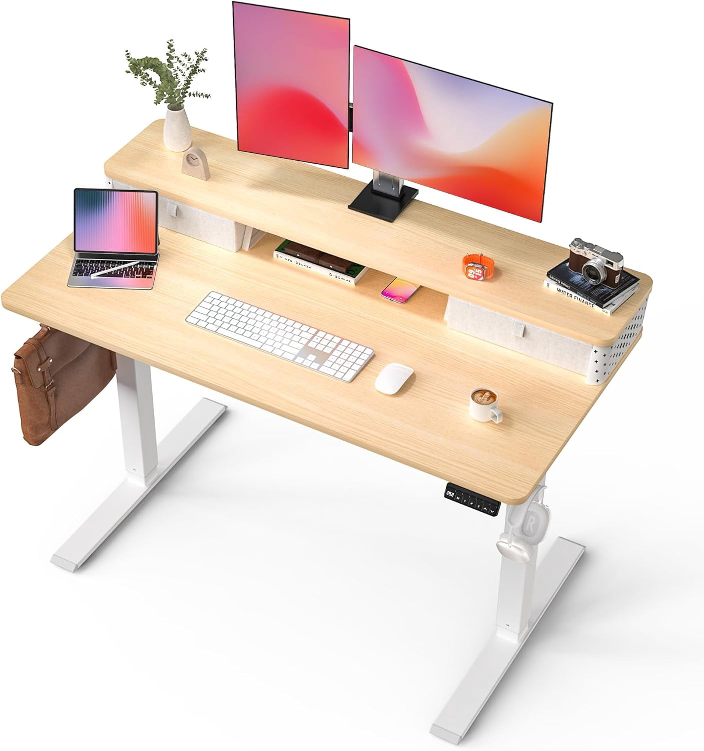 FiCiHi Standing Desk with Drawers, C-Clamp Mount Compatible, 55x24 Inch ...