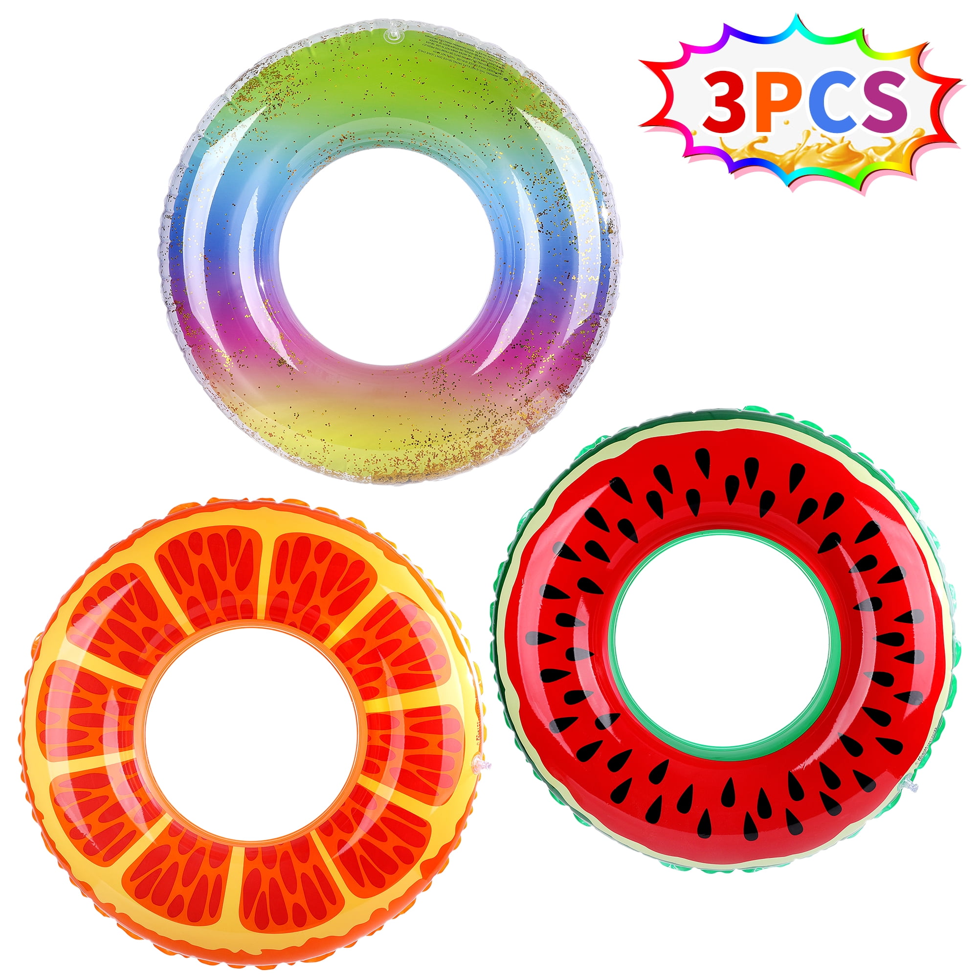 FiGoal 3 Pack Inflatable Pool Float Swimming Pool Ring Summer Water ...