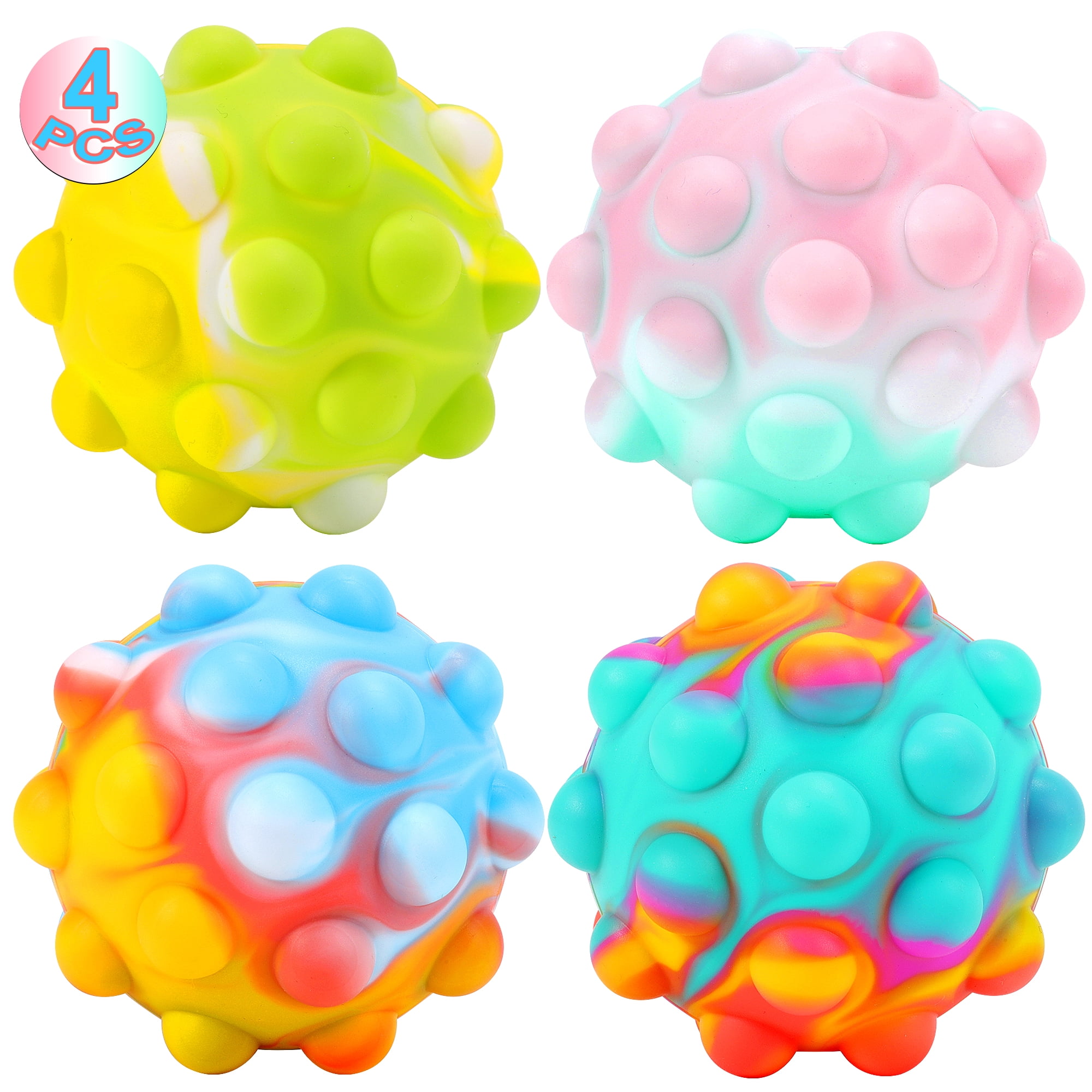 FiGoal 4 PCS Pop Stress Balls Fidget Toy, 3D Anti-Pressure Squeeze Pop ...