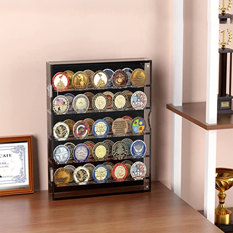 Fiabour Acrylic Coin Display Box 5 Layers Large Capacity Challenge Coin ...