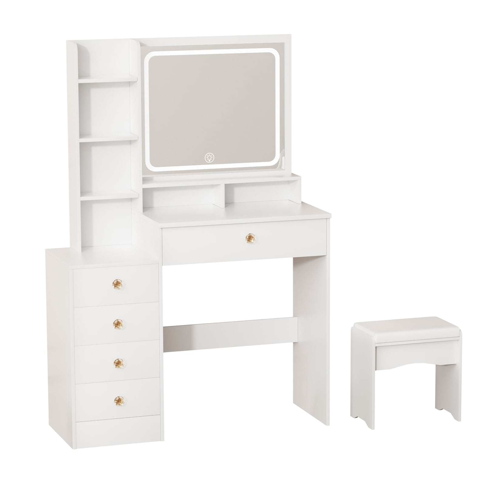 Fiabour Dressing Table,Makeup Vanity Desk with LED Lighted Mirror ...