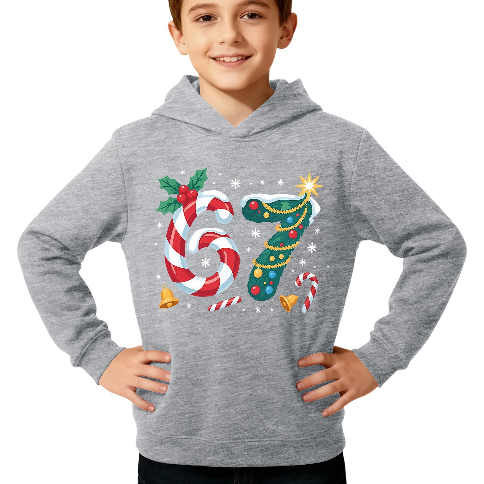 Fiaer 67 Christmas Jumper Hoodie for Kids 6 7 Six Seven Shirt Long ...