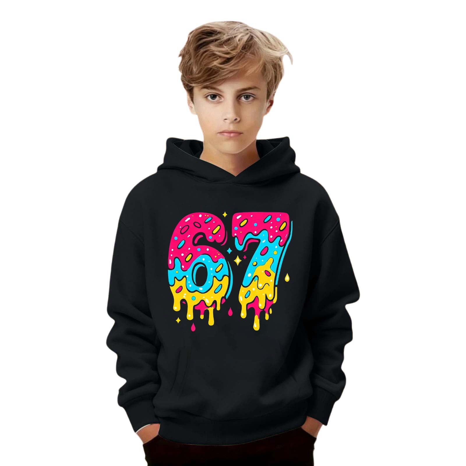 Fiaer 67 Hoodie for Boys Girls Funny 67 Meme Design 6 7 Creams Graphic ...