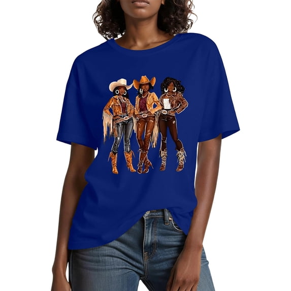 Fiaer Black African Western Country Texas T-Shirt for Women Short ...