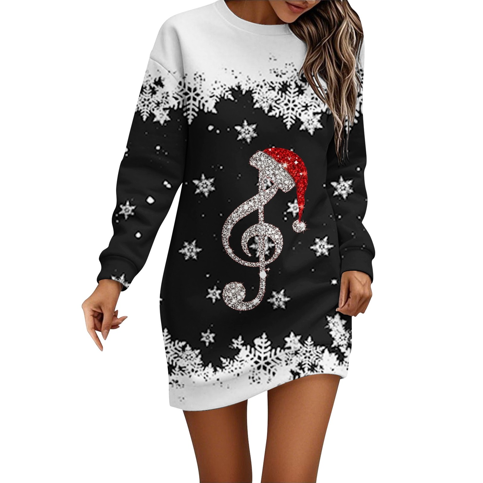 Fiaer Christmas Dresses for Women Mini Bodycon Dress Long Sleeve ...