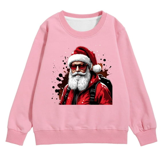 Fiaer Festive Girls Pullover Christmas Tree Print Long Sleeve Crewneck ...