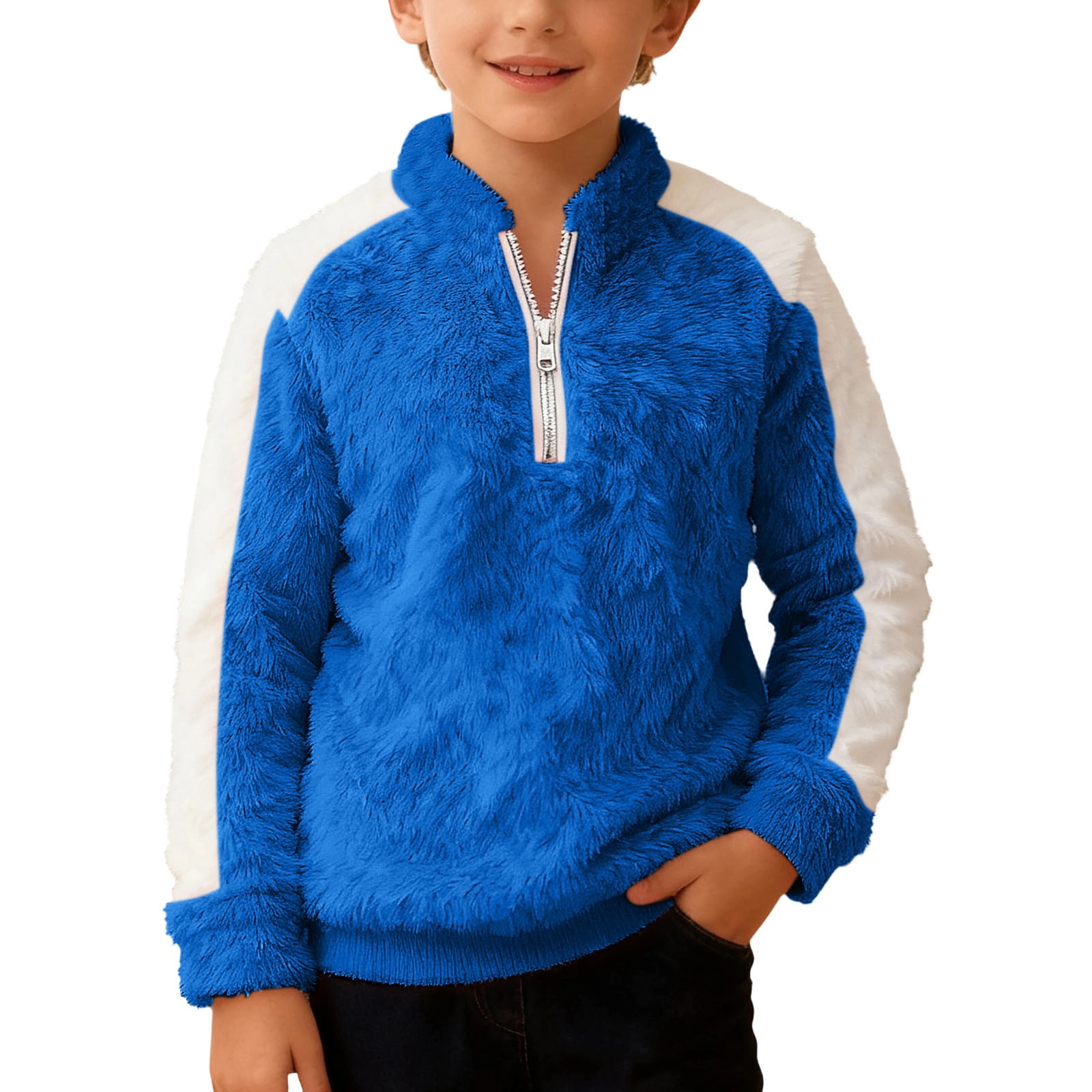 Fiaer Kids Quarter Zip Thermal Fleece Pullover Fuzzy Long Sleeve ...