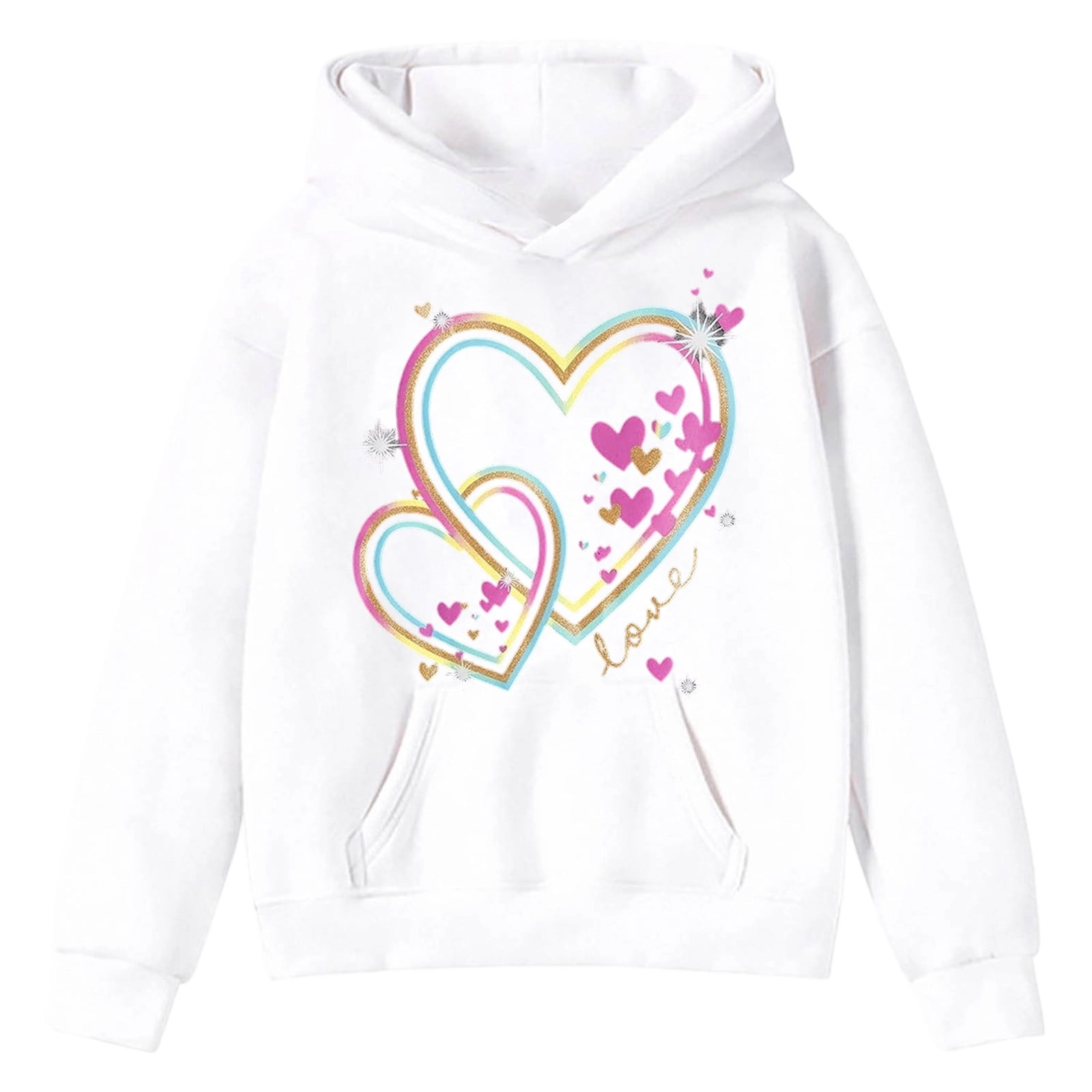 Fiaer Valentines Hoodies for Kids Boys Girls Cute Heart Graphic Hooded ...