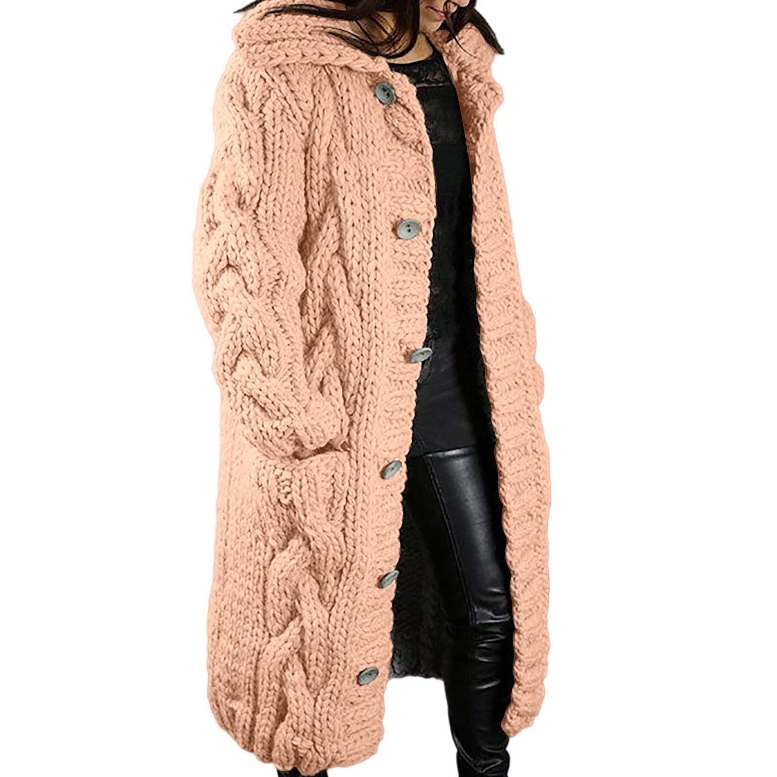 Fiaer Women'S Casual Button Down Long Cardigan Sweaters Oversized Warm ...