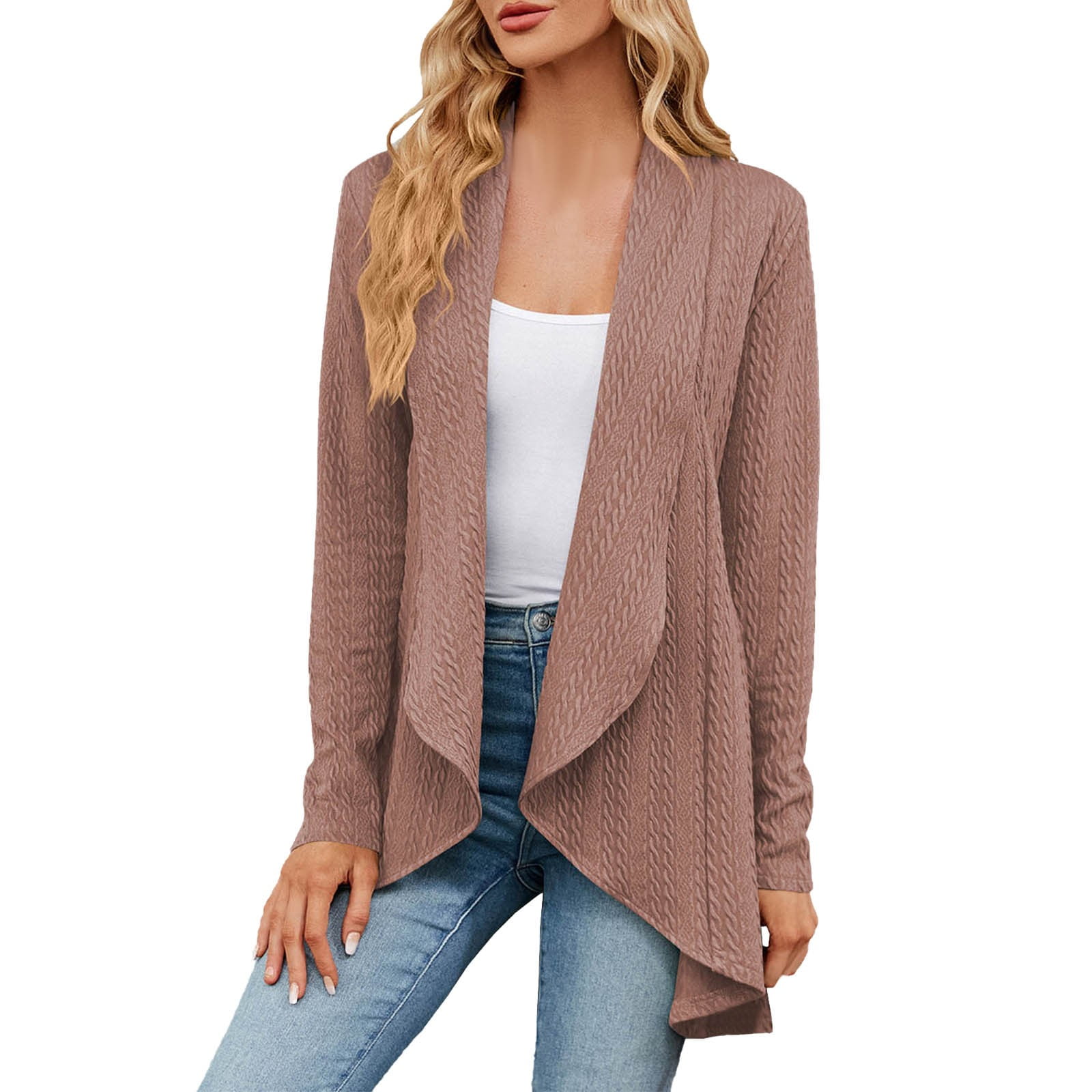 Fiaer Women'S Long Sleeve Cardigans Swearters Solid Color Lapel ...