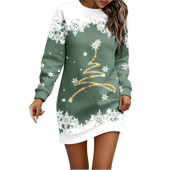 Fiaer Women's Christmas Sweater Novelty Graphic Dresses Winter Hip Pack ...