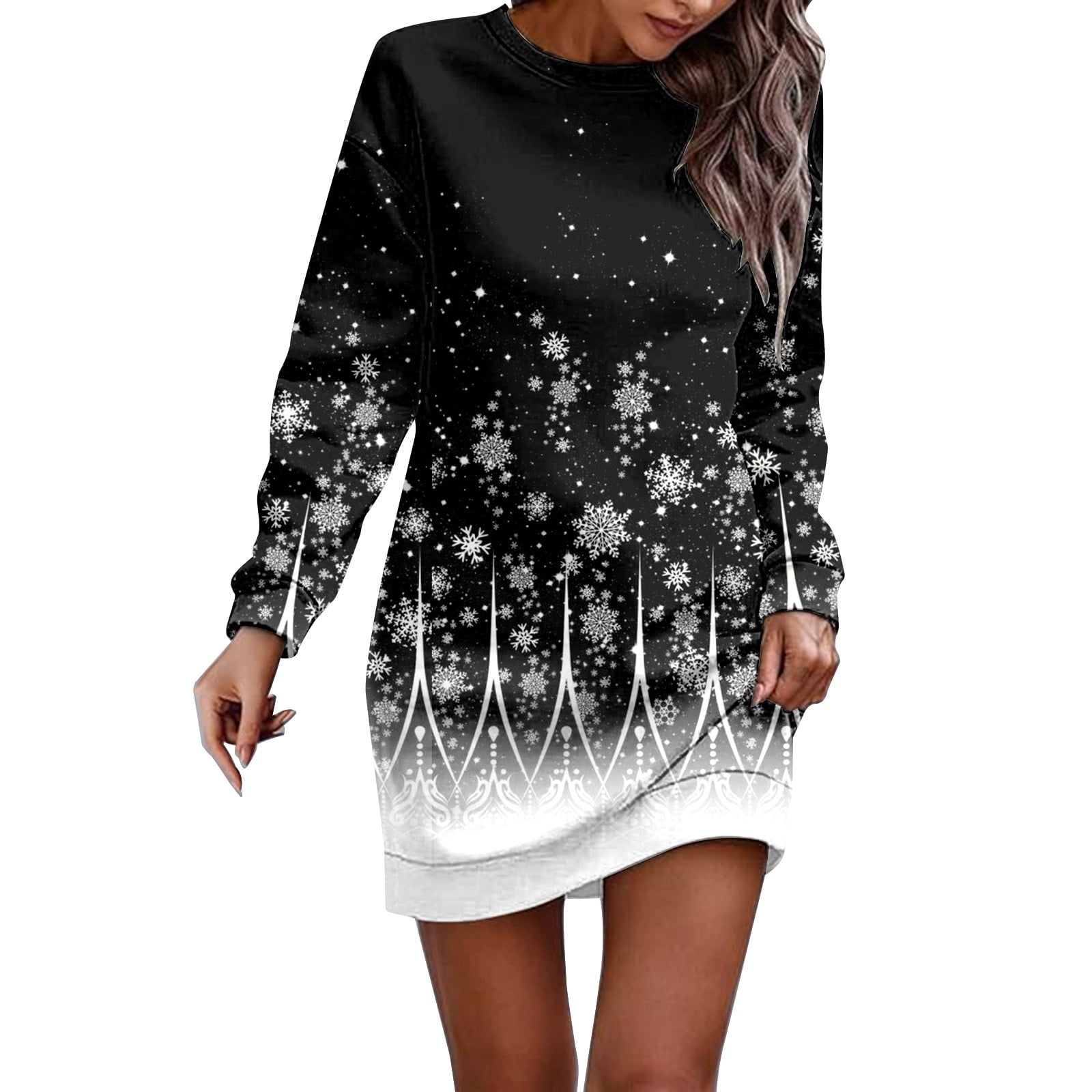 Fiaer Women's Christmas Themed Dresses Long Sleeve Party Tunic Dress ...