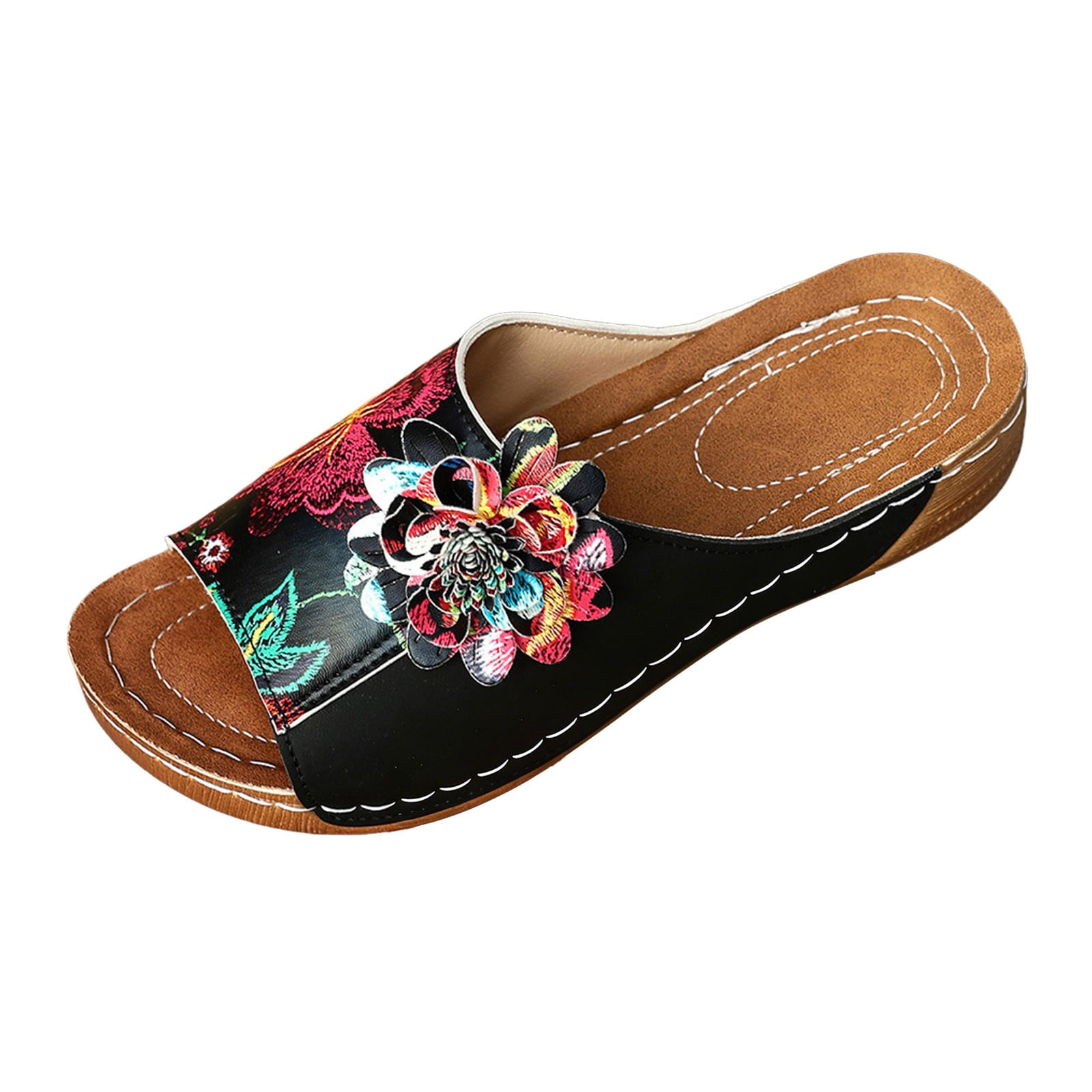 Fiaer Women's Dressy Flower Wedge Sandals Casual Comfort Open Toe ...