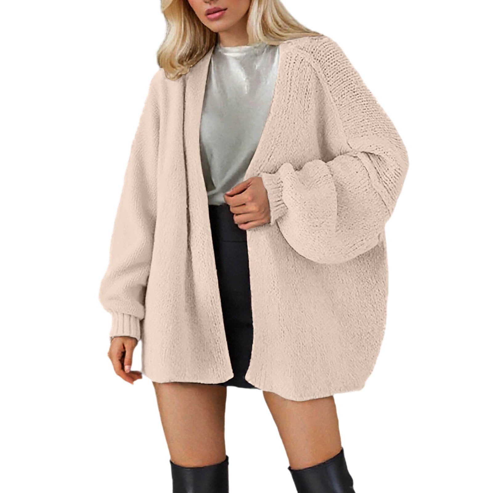 Fiaer Women's Oversized Cardigan Sweaters Lightweight Knit Open Front ...