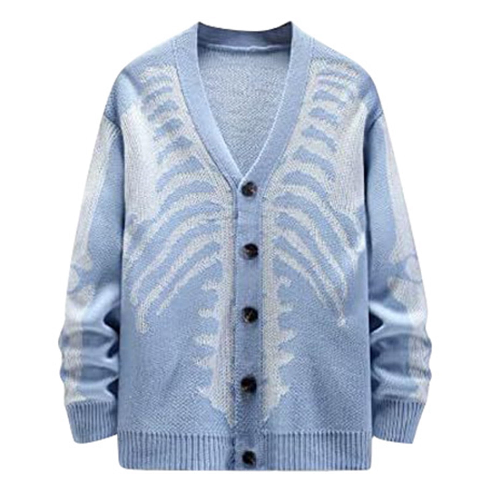 Fiaer,Women's Skeleton Pattern Cardigan Sweaters Long Sleeve Unisex ...