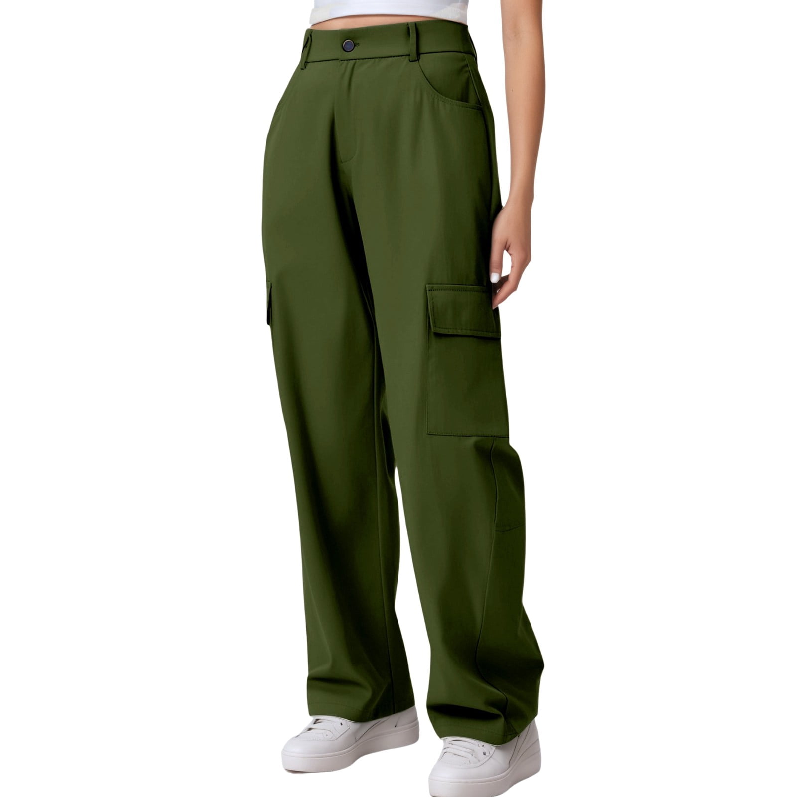 Fiaer,Womens Cargo Baggy Pants with Multiple Pockets,Women's Plus Size ...