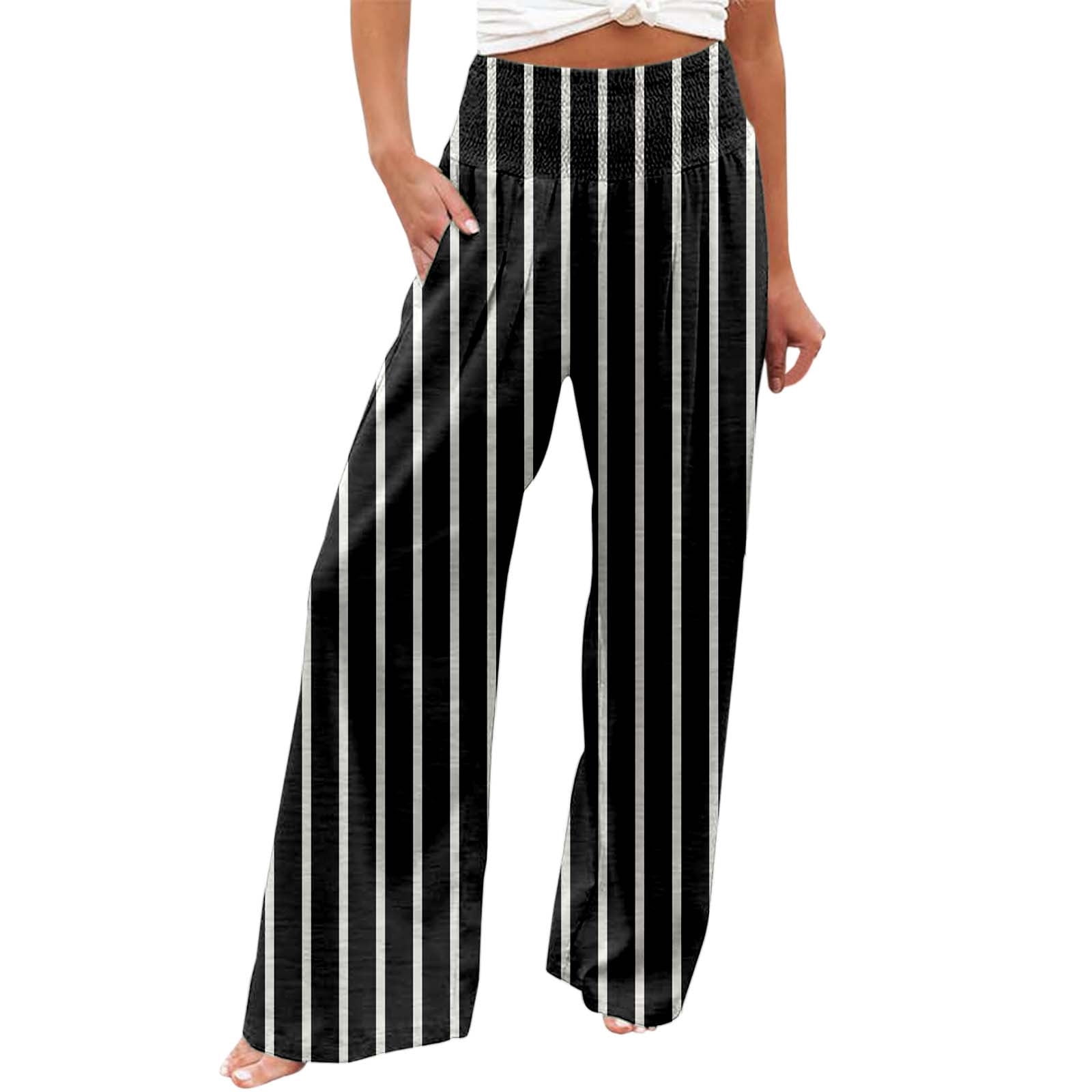 Fiaer,Womens Oversized Elastic Waist Palazzo Pants,Women's Loose Fit ...