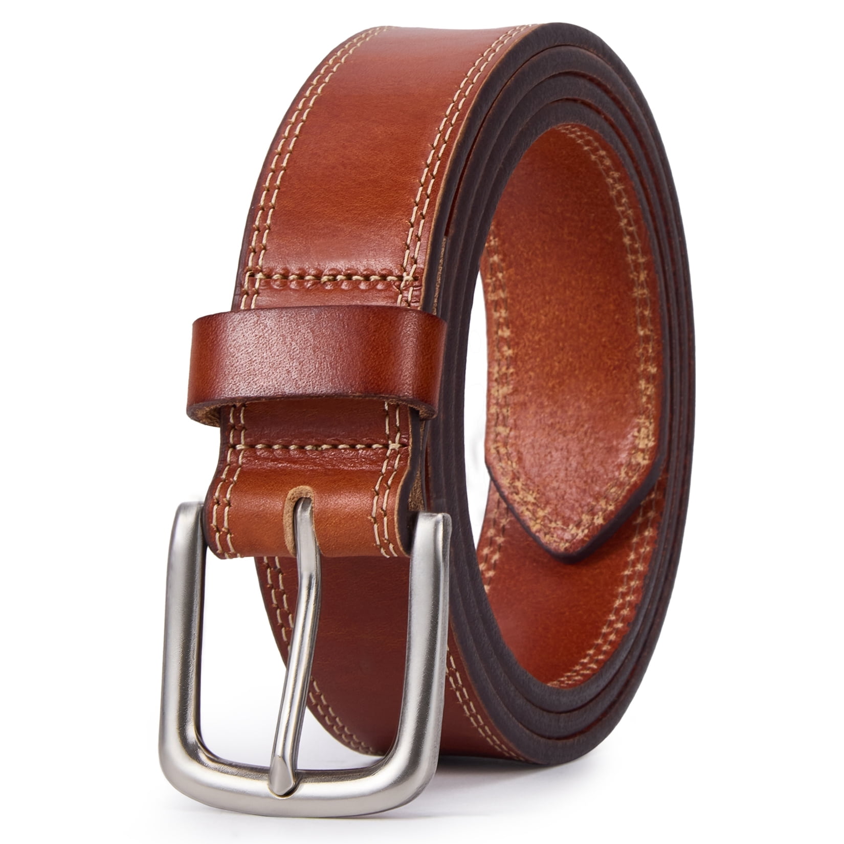 Fianmy Men's Genuine Leather Belt, Handmade Casual Dress Jeans Leather ...