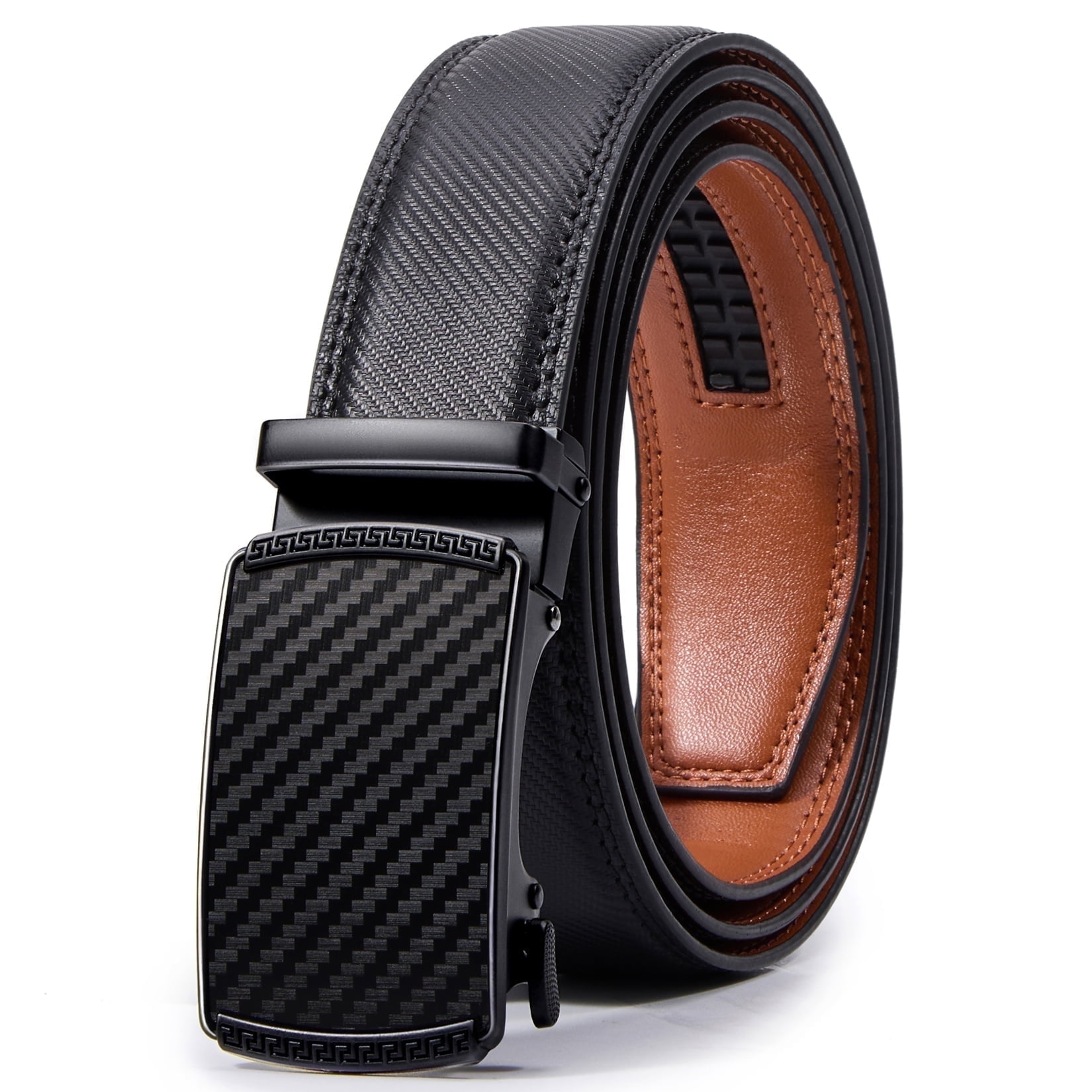 Fianmy Men’s Leather Belt, Slide Ratchet Belt for Dress Casual with ...