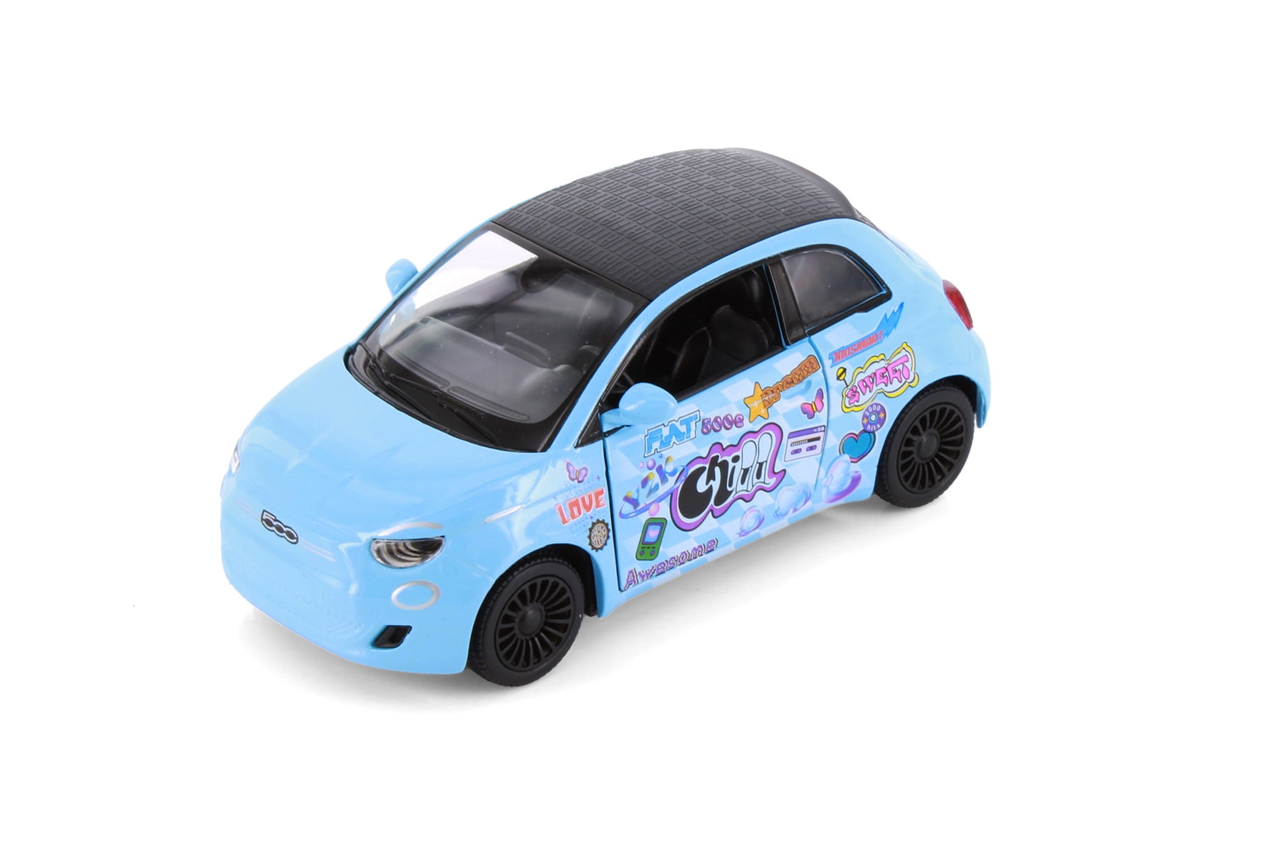 Fiat 500E Livery Edition, Blue - Kinsmart 5440DYF - 1/28 Scale Diecast ...