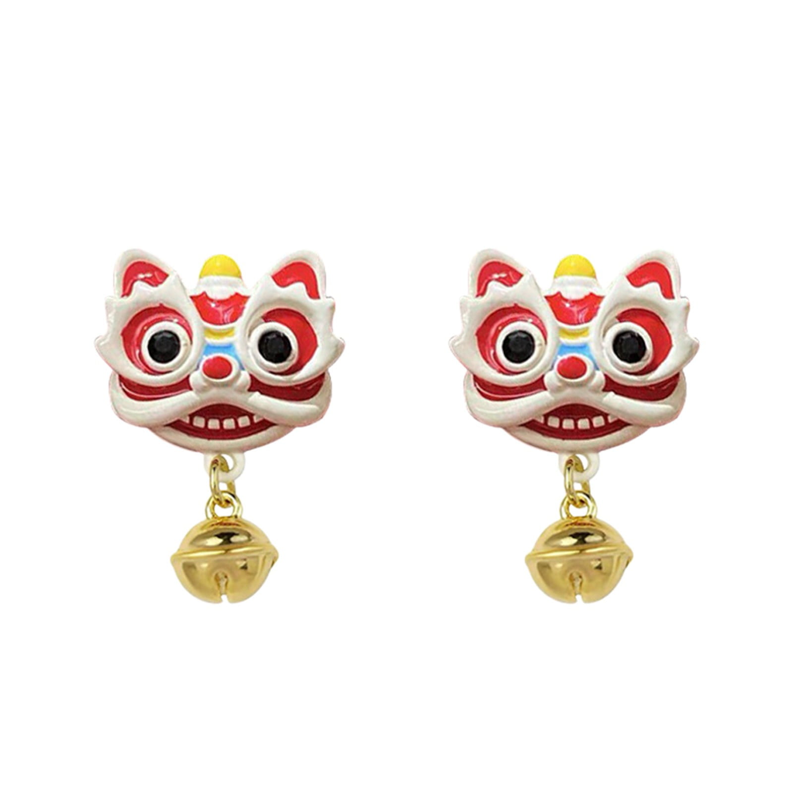 Fiaya Women Cute Lion Bell Stud Earrings for Women, Colorful Cartoon ...
