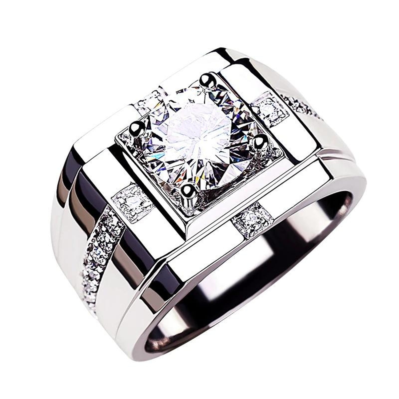 Fiaya Women Fashion Imitation Moissanite Rings for Men, 1pc Simple ...