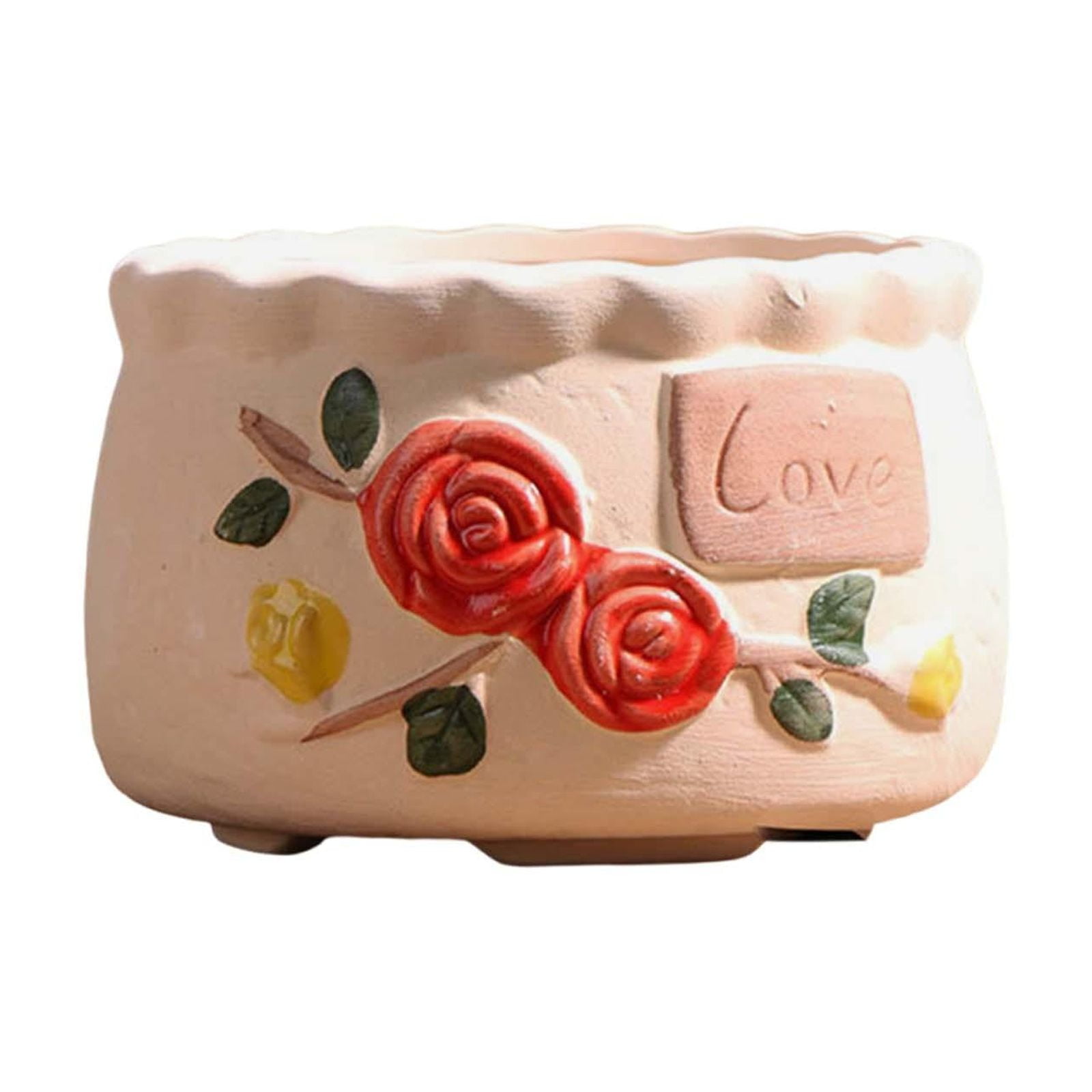 Fiaya Women Mini Ceramic Succulent Pots, Rose Decorative Cactus ...