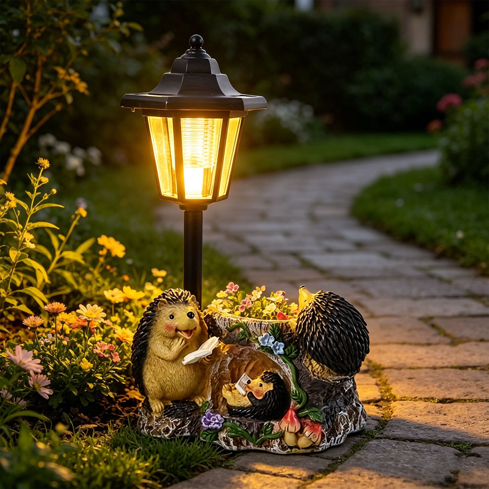 Fiaya Women Resin Solar Garden Light, Cute Hedgehog Statue for Outdoor ...