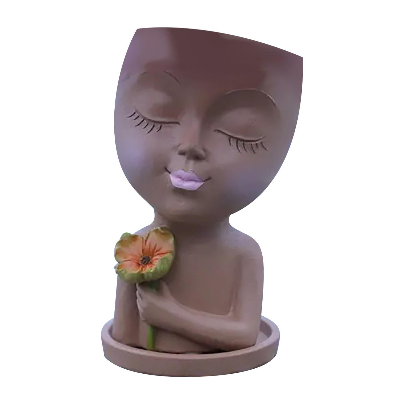 Fiaya Women Unique Face Flowerpots Head Planter, Cute Girls Hold Flower ...