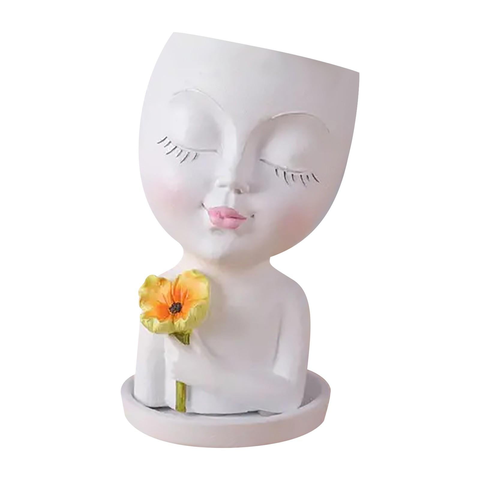Fiaya Women Unique Face Flowerpots Head Planter, Cute Girls Hold Flower ...