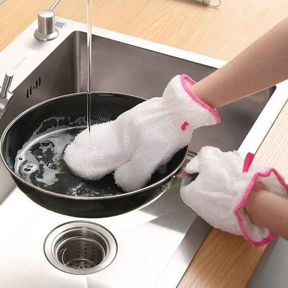 Fiber Dishwashing Gloves Oil Resistant Cleaning Brush Soft Absorbent ...