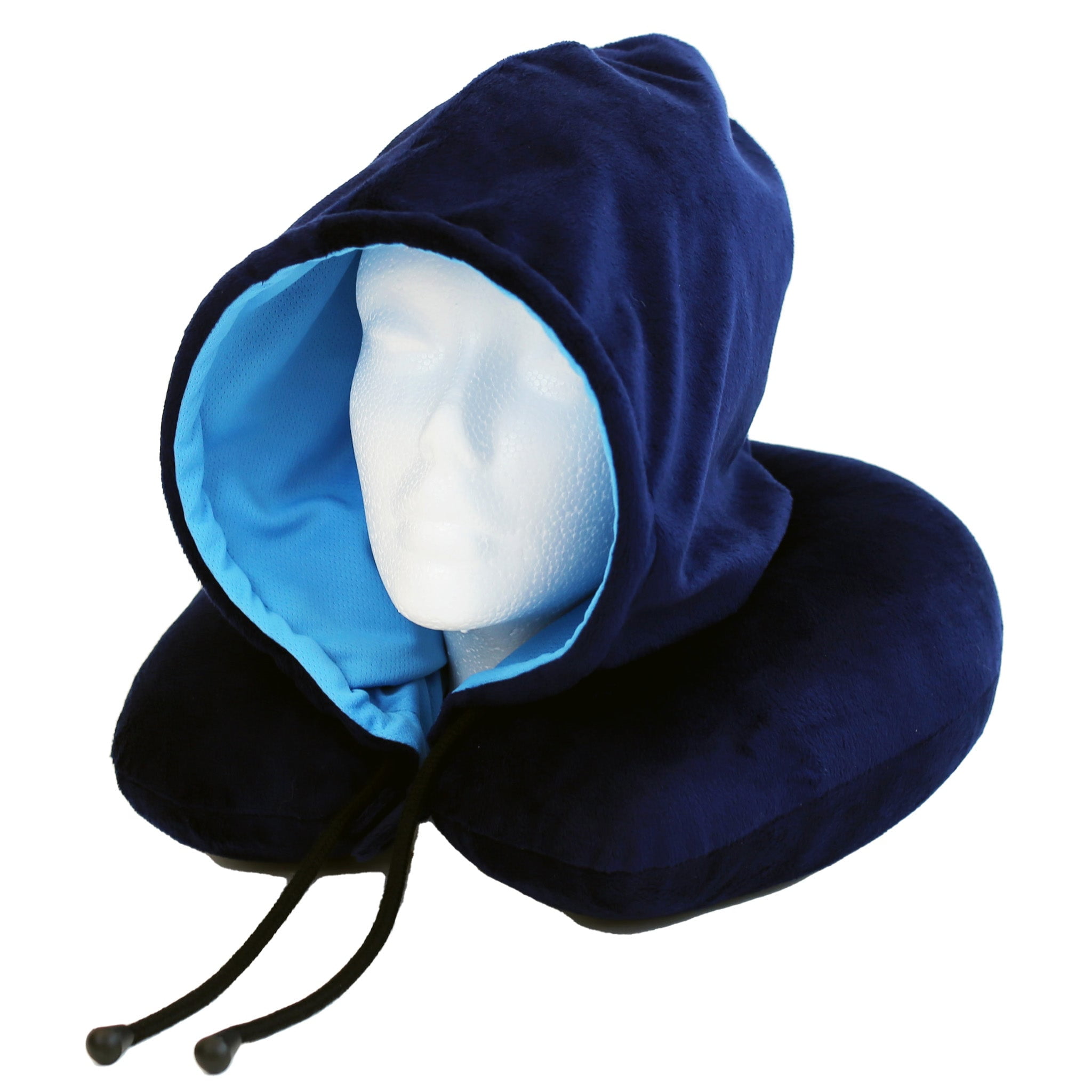 Fiber Filled Hooded Travel Neck Pillow - Adult - Dual Color - 12" x 12 ...