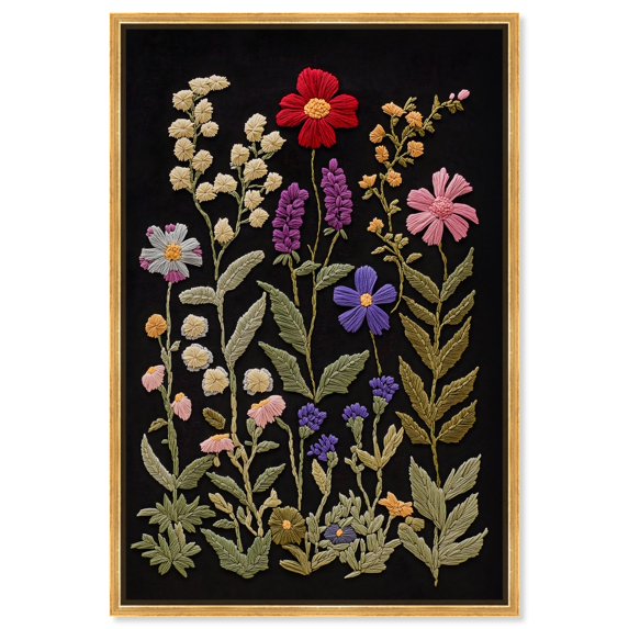 Fiber Flora on Fathomless Canvas Dark Botanical Print by Art Remedy ...