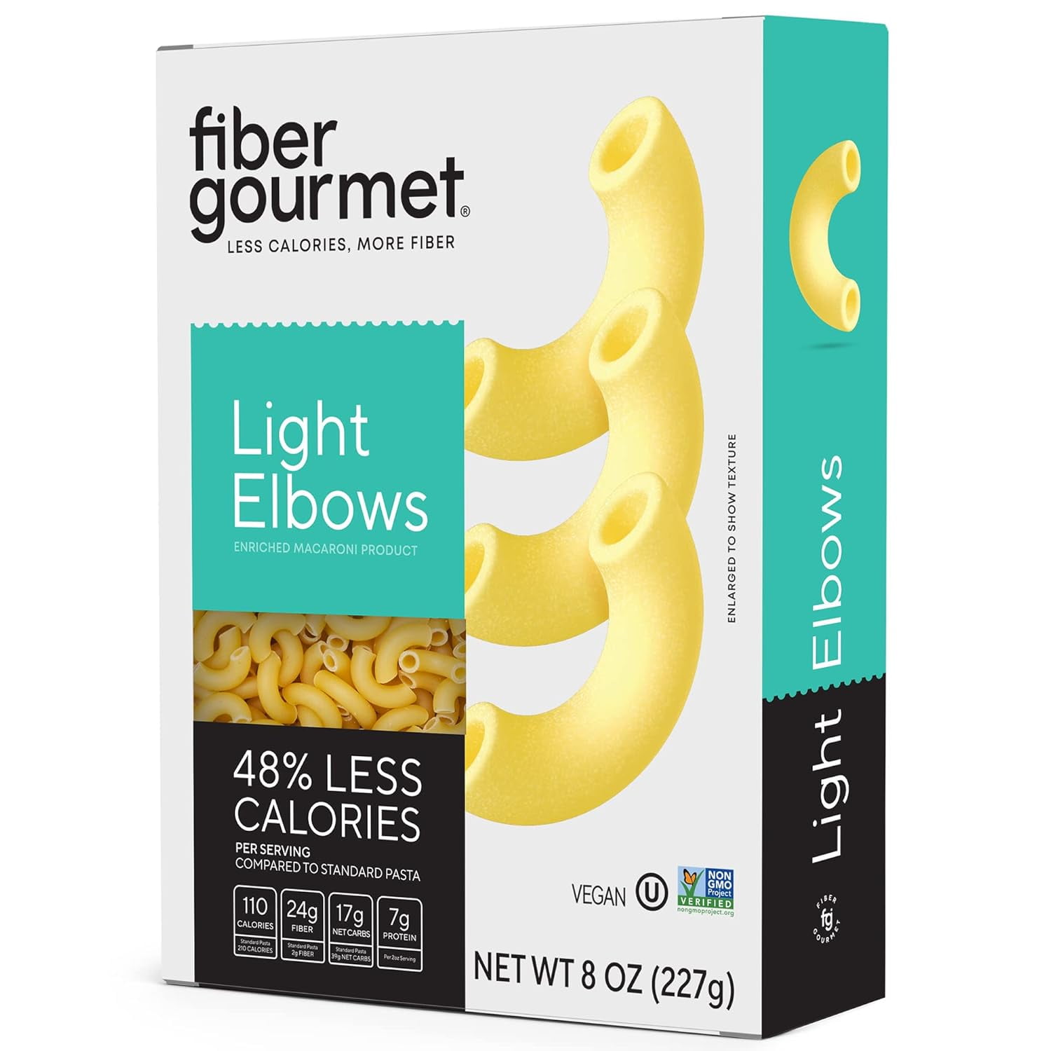Fiber Gourmet Light Elbow Macaroni Vegan, Fiber-Rich Low Calorie Low ...