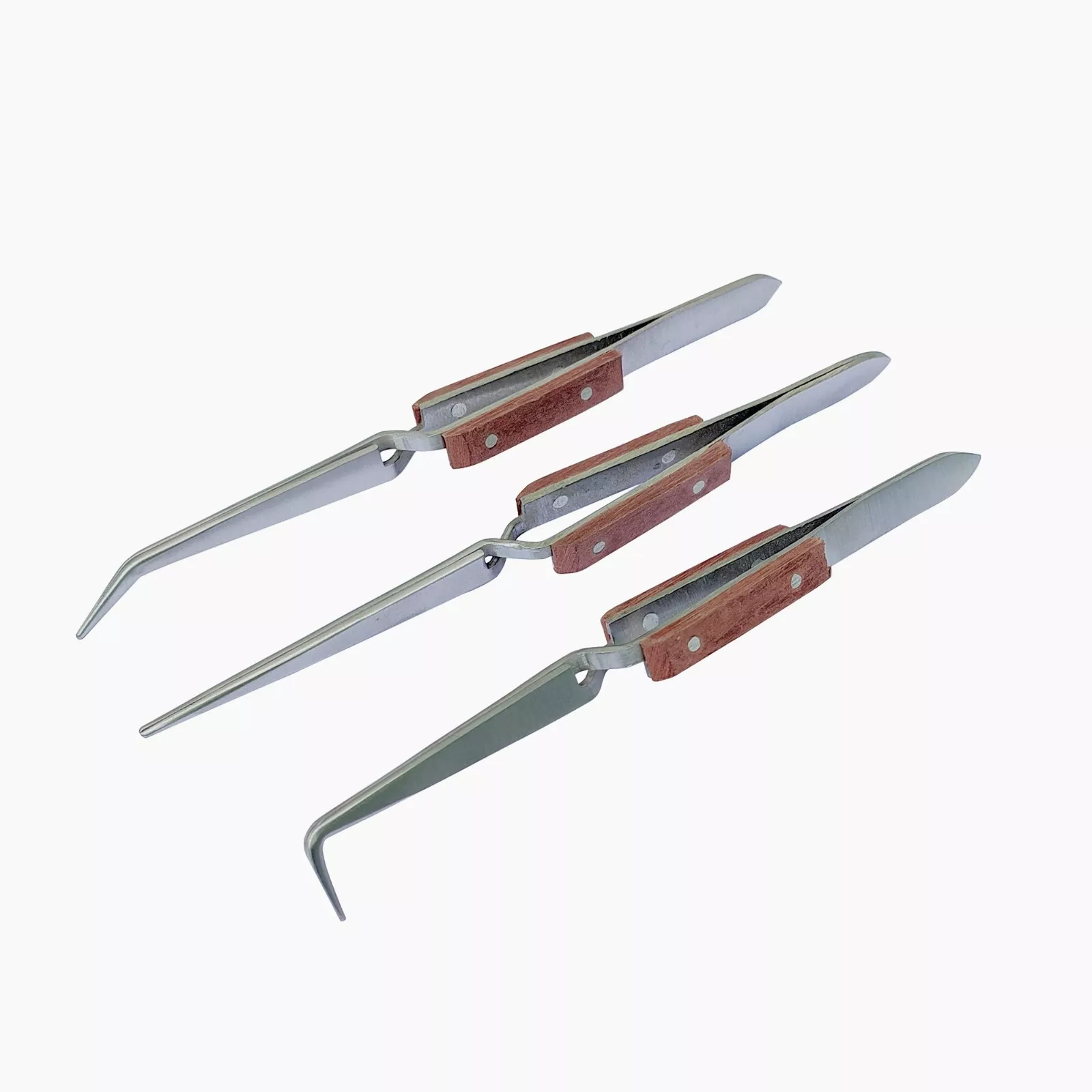 Fiber Grip Tweezers Set of 3 Cross Locking & Straight Soldering Tweezer ...