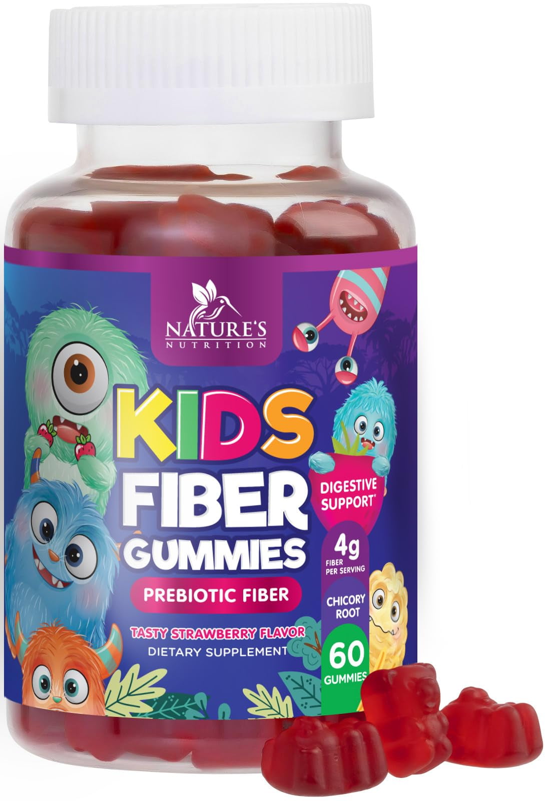 Fiber Gummies for Kids, Daily 4g Gummy Fiber Supplement, Prebiotic ...