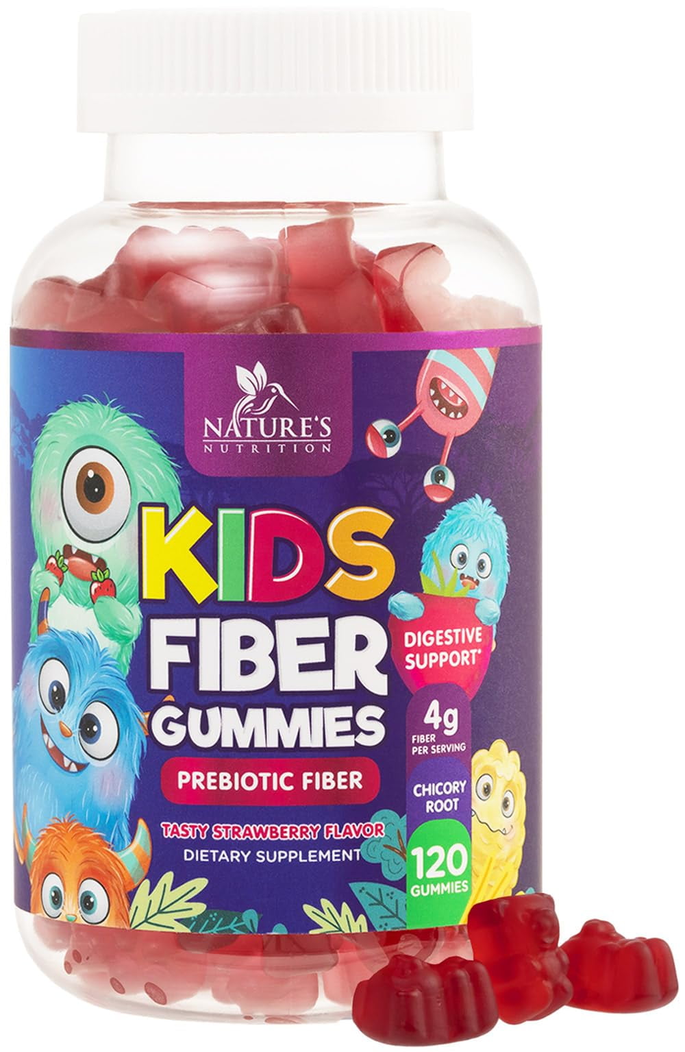 Fiber Gummies for Kids, Daily 4g Gummy Fiber Supplement, Prebiotic ...