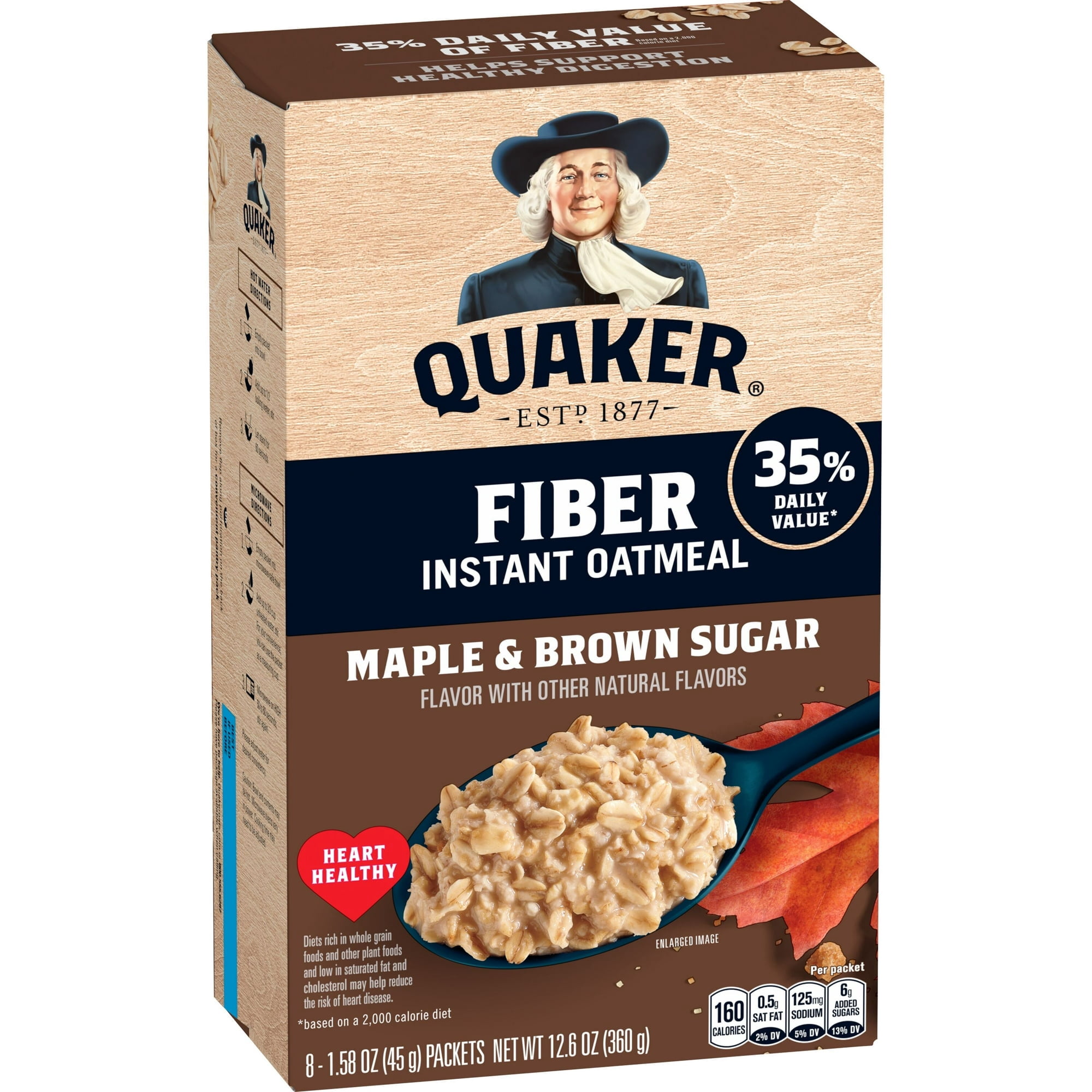 Fiber Instant Oatmeal, Maple Brown Sugar, 35% Daily Value of Fiber ...