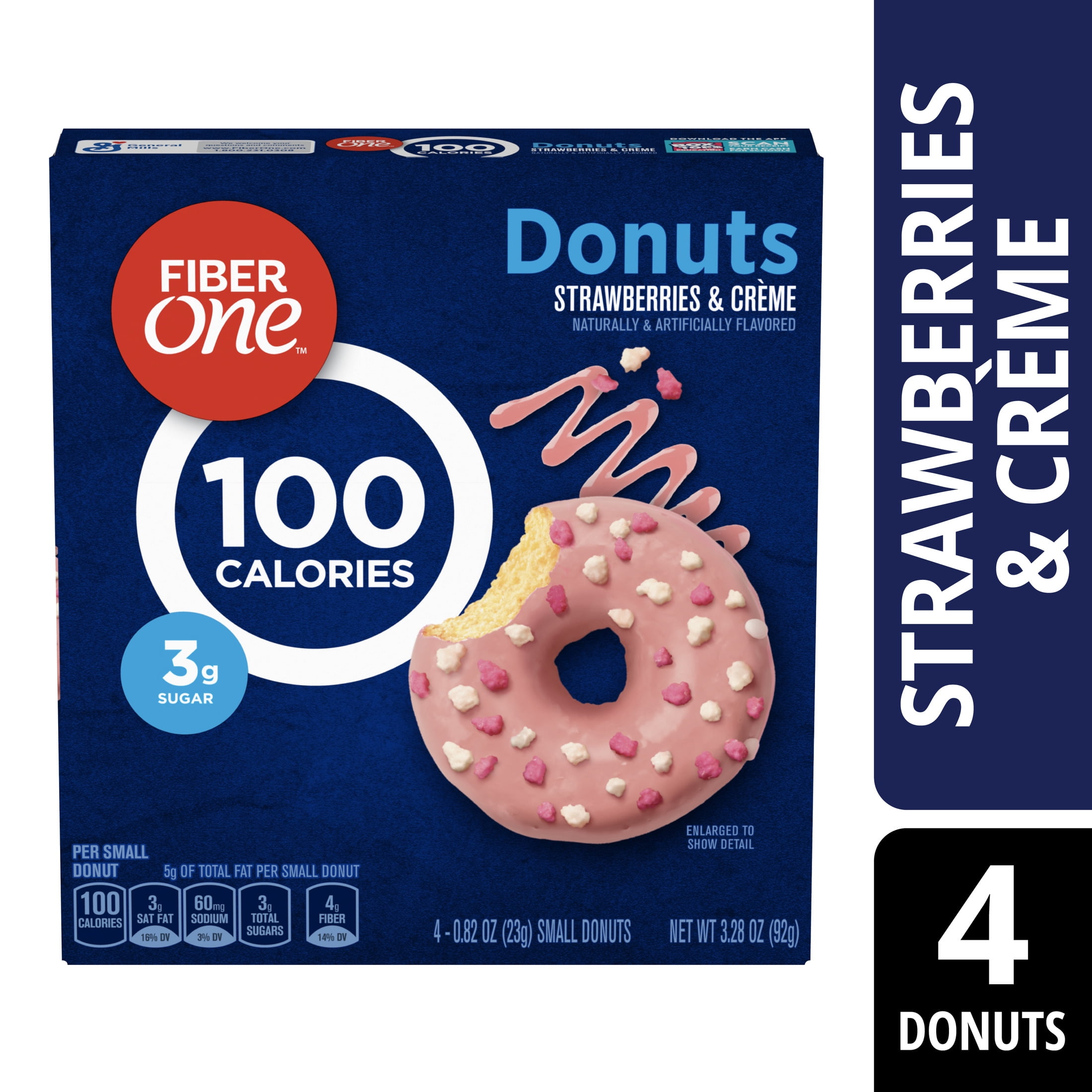 Fiber One 100 Calorie, Strawberries & Creme Doughnuts, 3g Sugar, 4 ...