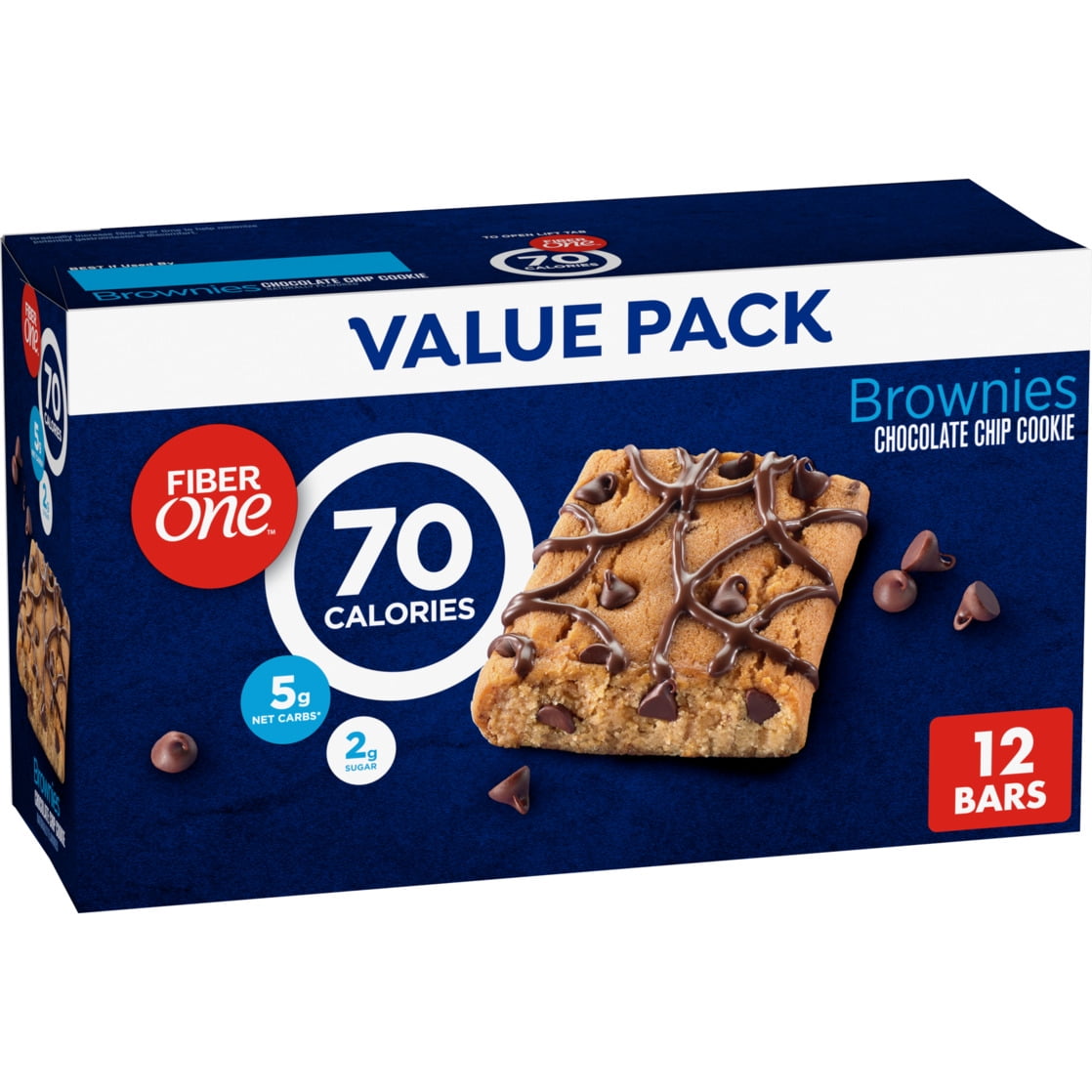 Fiber One 70 Calorie Brownies, Chocolate Chip Cookie, 2g Sugar, Value ...