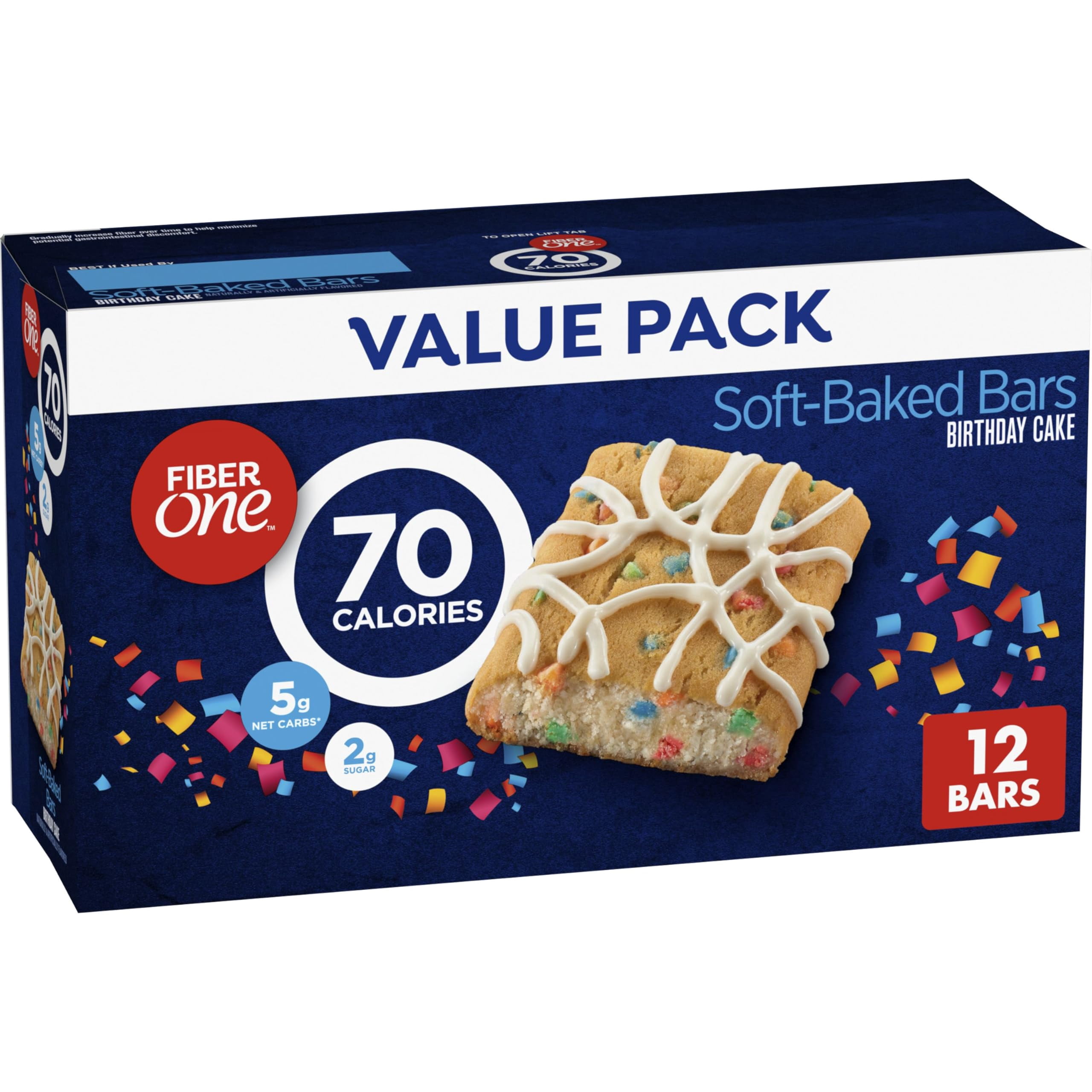 Fiber One 70 Calorie BCF26 Soft-Baked Bars, Birthday Cake, Snack Bars ...