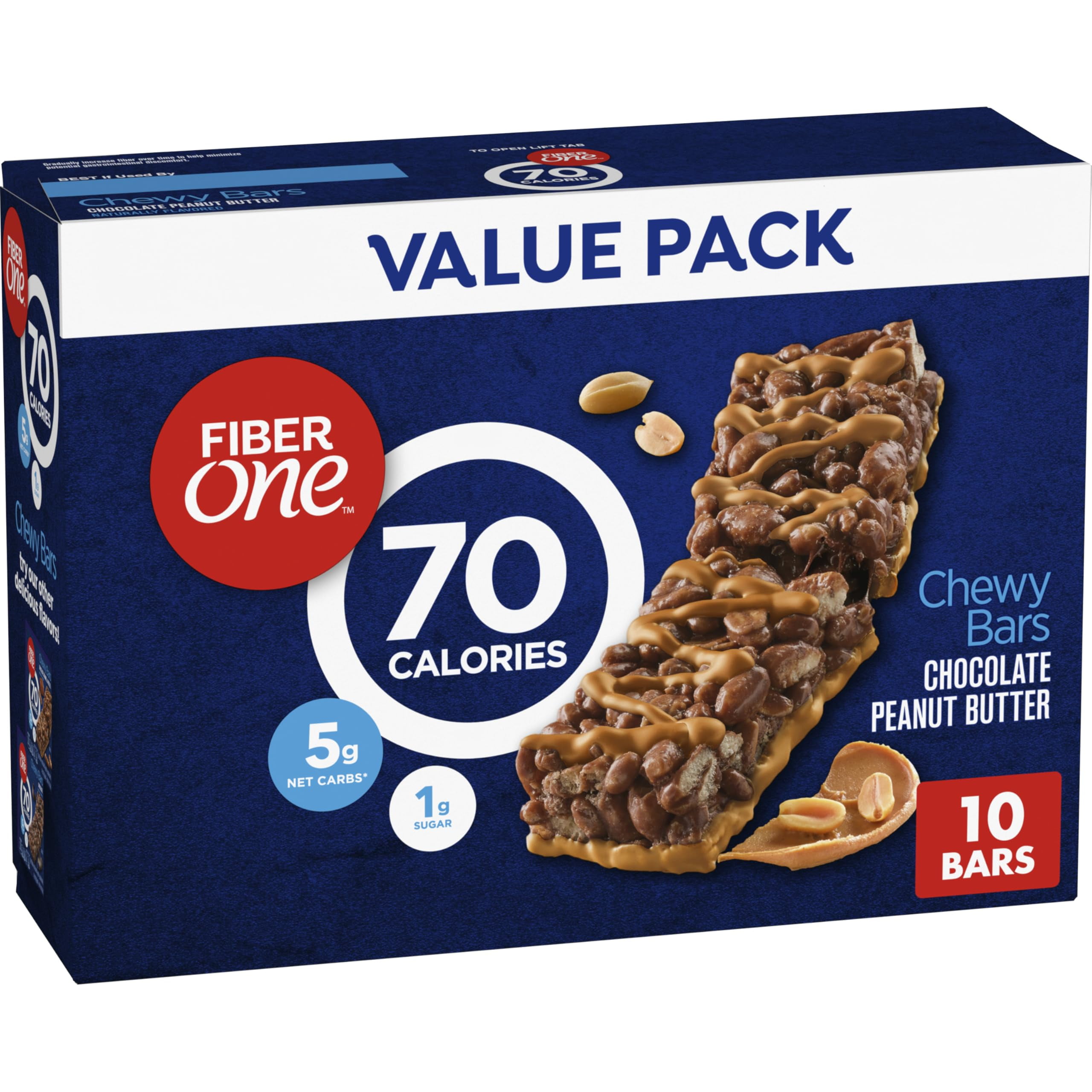 Fiber One 70 Calorie YPF5 Chewy Bars, Chocolate Peanut Butter, Snack ...