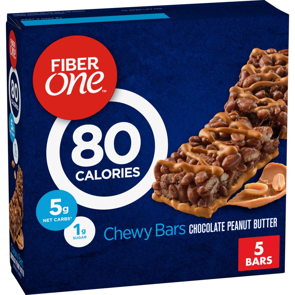Fiber One, Snack Bars, 5 Ct, Chewy Chocolate Peanut Butter 80 Calorie ...
