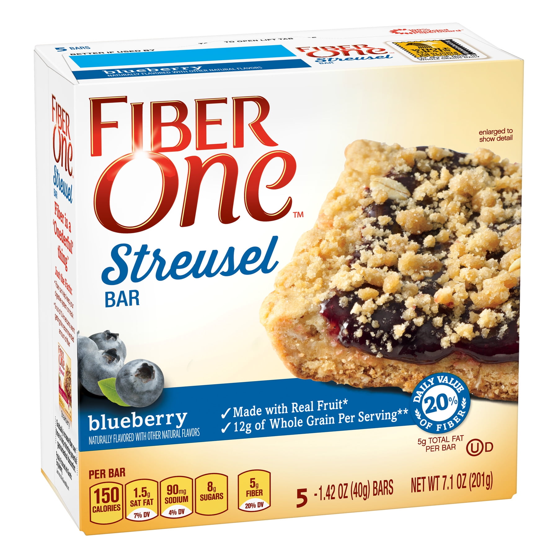 Fiber One Blueberry Streusel Bar, 7.1 oz Box - Walmart.com